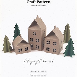 Village Gift Box SVG, Advent Box SVG, Favor Box SVG, Box Template ...