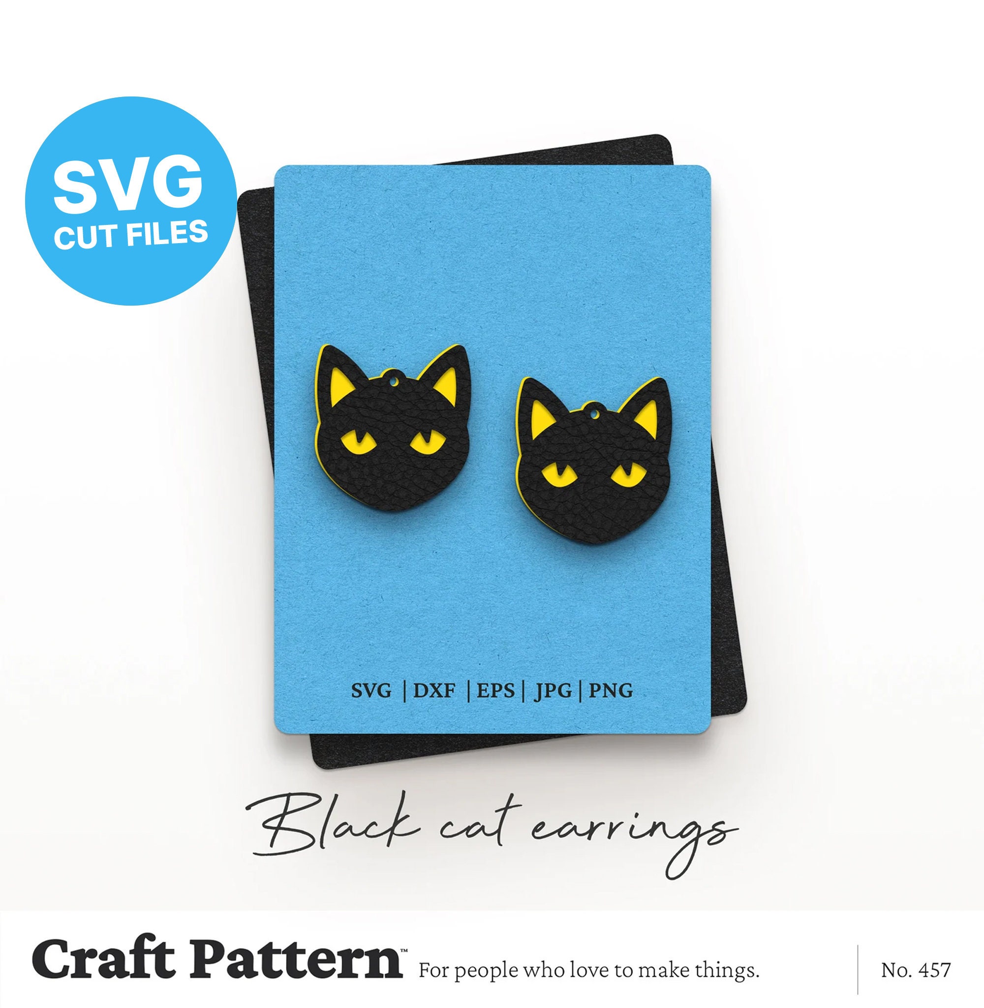 Black Cat Earring SVG, Halloween SVG, Earrings SVG, Earring Template ...