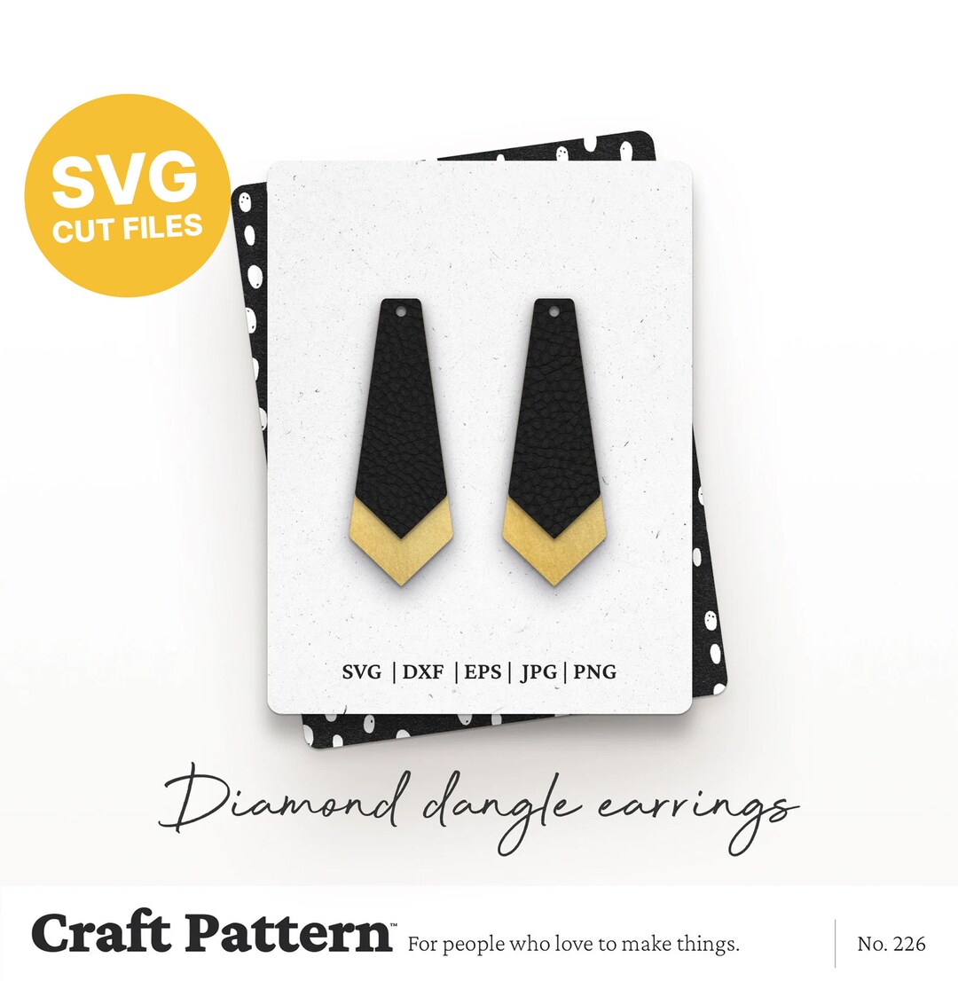 Diamond Dangle Earrings SVG, Earring SVG, Earring Template, Glowforge ...