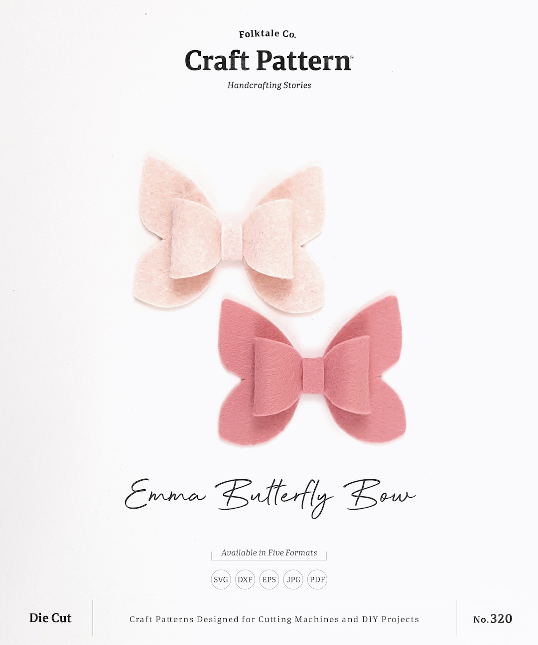 Emma Butterfly Bow Template SVG, Bow SVG, Bow Template, Hair Bow ...