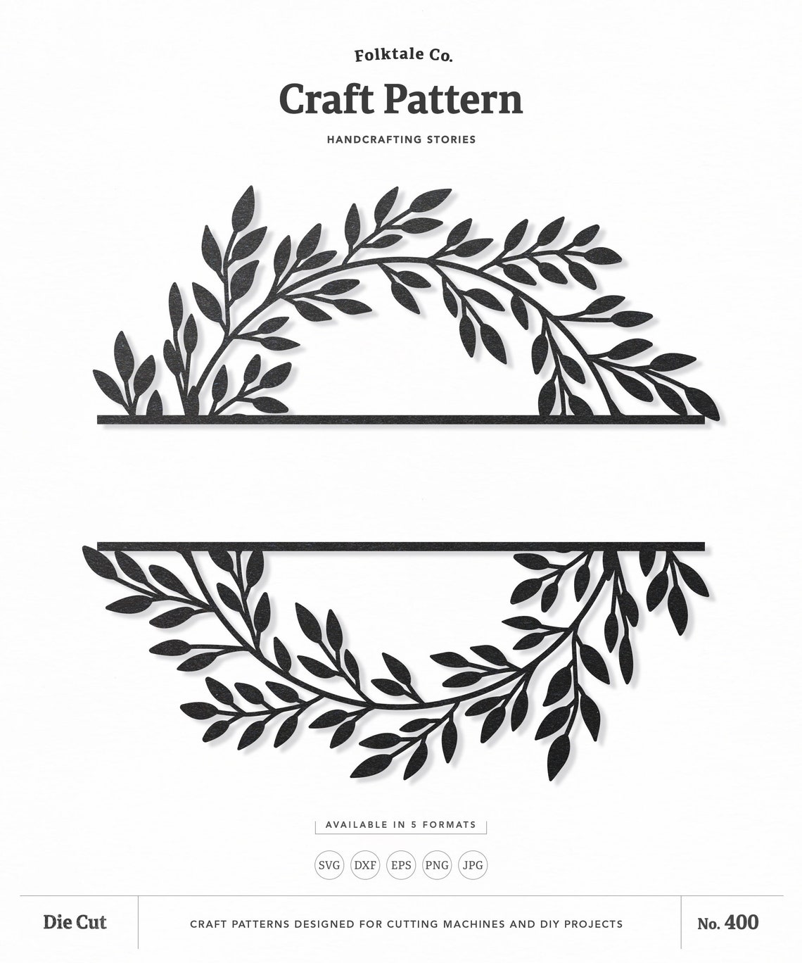Split Wreath SVG, Split Frame SVG, Leafy Wreath SVG, Monogram Frame ...