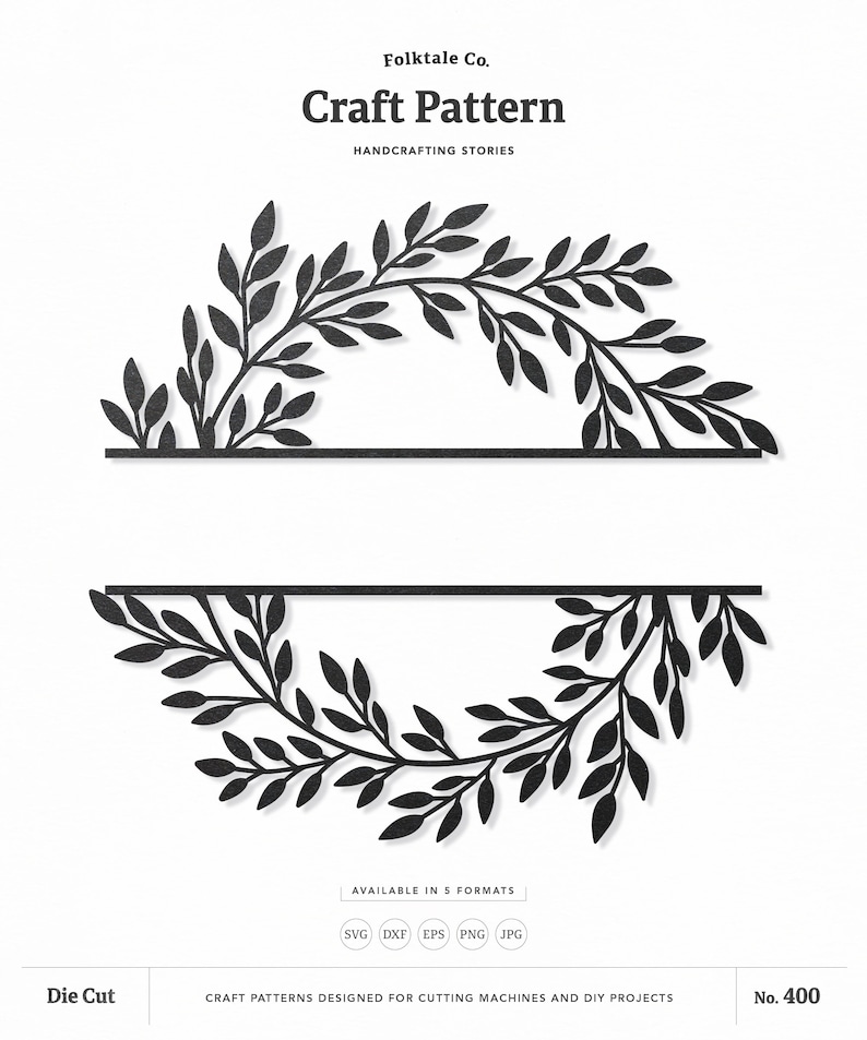 Split Wreath SVG Split Frame SVG Leafy Wreath SVG Monogram - Etsy