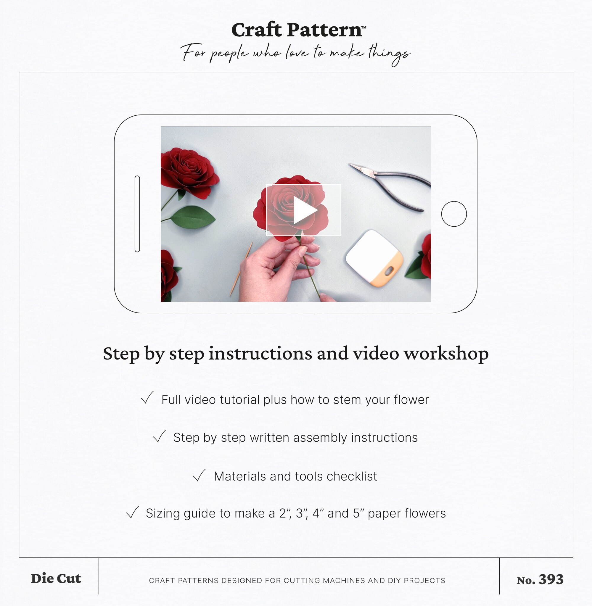 Simple Paper Rose SVG Craft Pattern Paper Flower SVG Paper - Etsy
