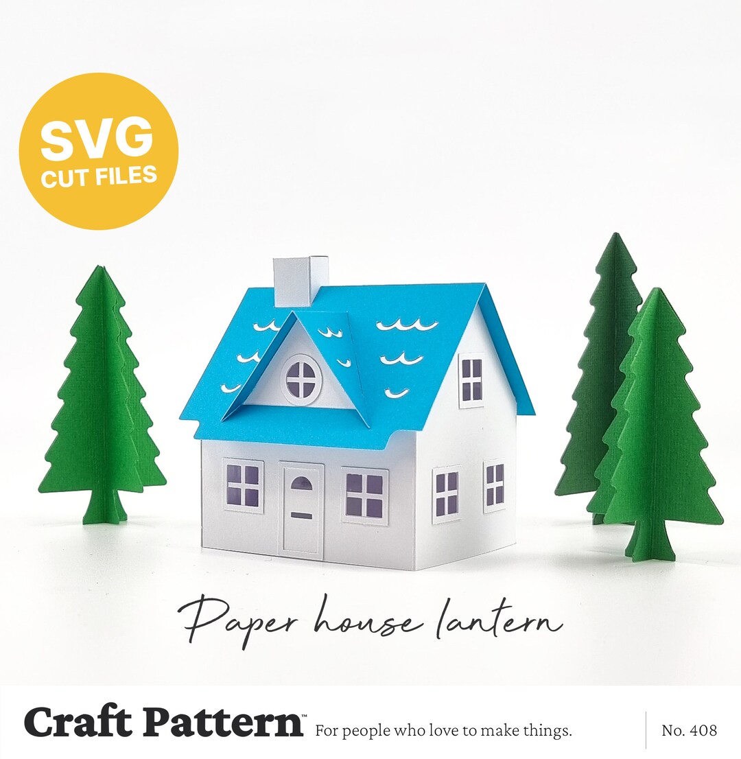 Paper House Lantern SVG, Putz House Template, Paper House SVG, DIY ...