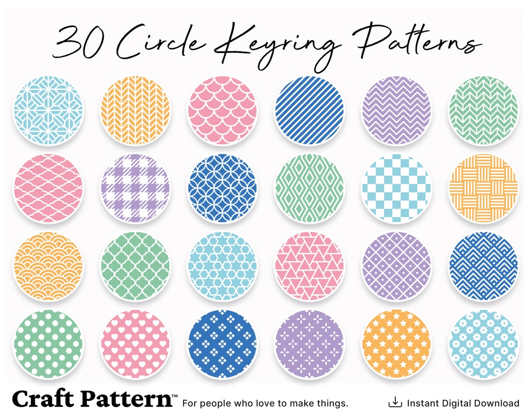 30 Circle Patterns SVG Craft Pattern, Keychain SVG, Key Ring SVG, Round ...