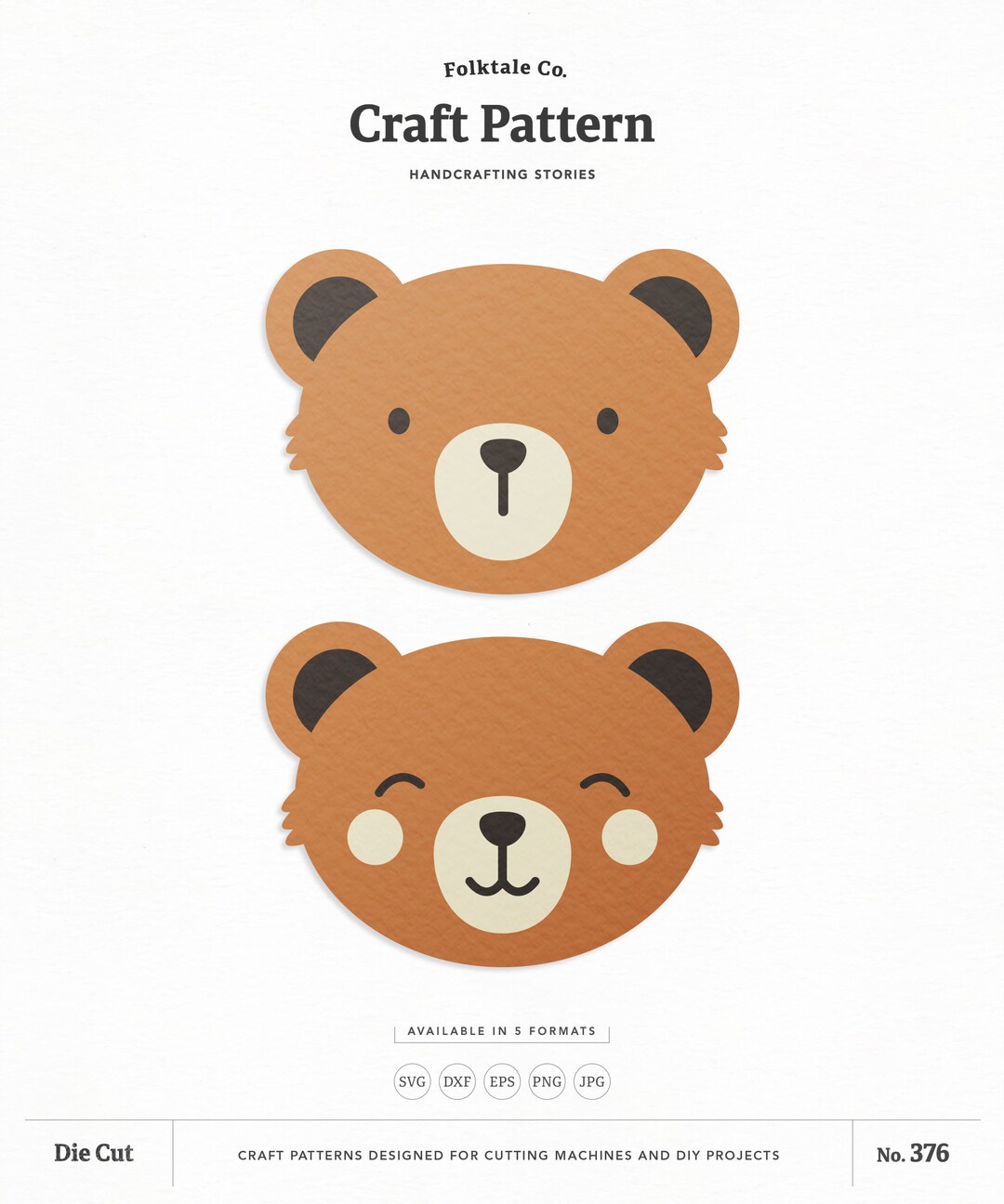Baby Bear SVG Craft Pattern, Bear SVG, Woodland Animals SVG, Bear Cut ...