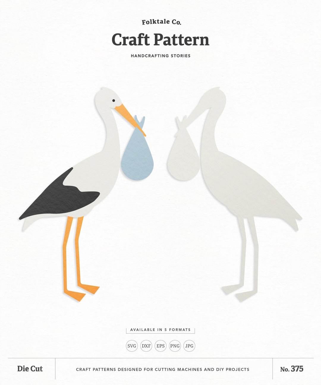 Stork SVG Craft Pattern, Nursery SVG, Baby Shower SVG, Stork Cut File ...