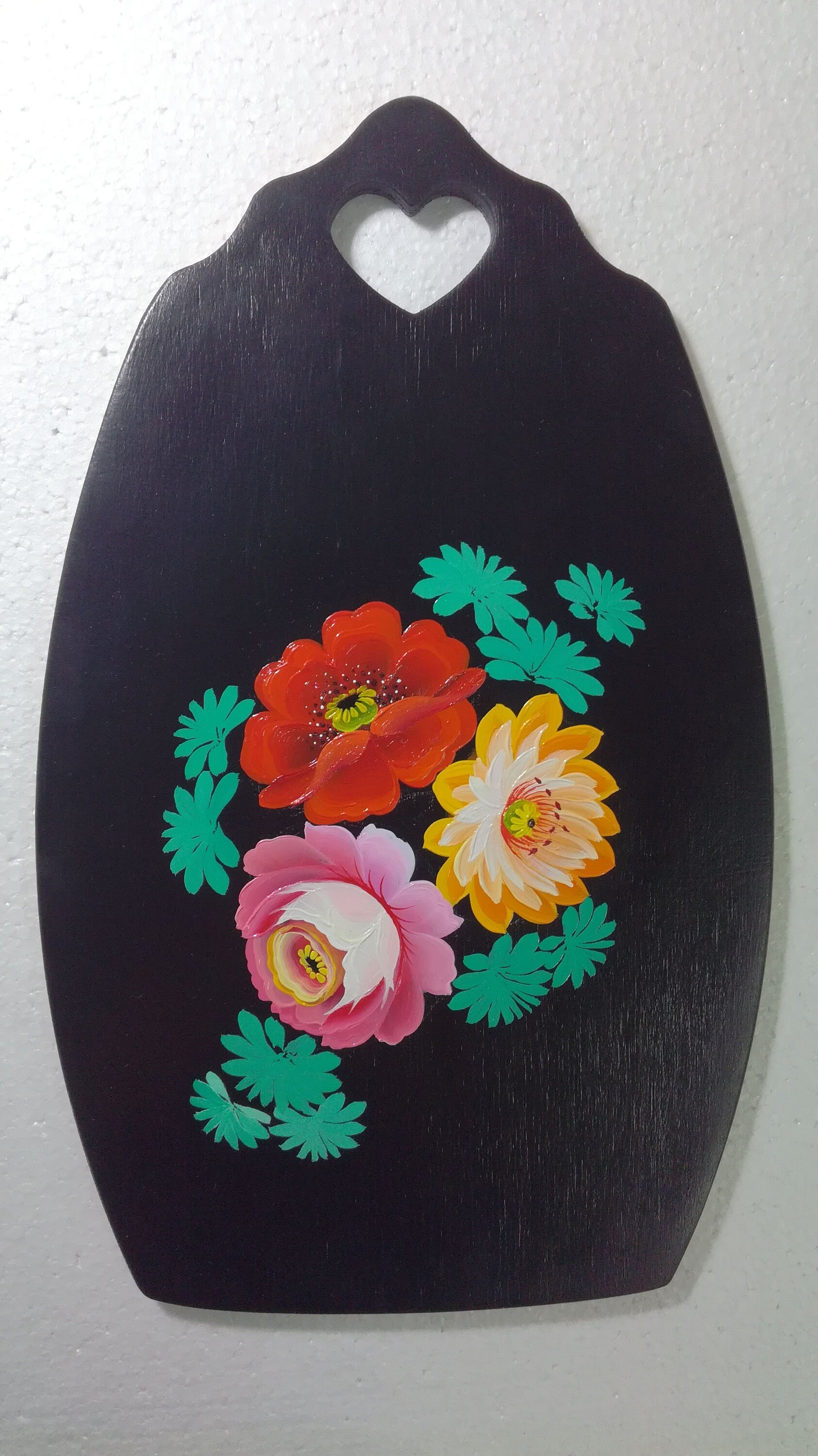 Painted Flower Board, Flower Kitchen Board, Floral Cutting Board, One ...