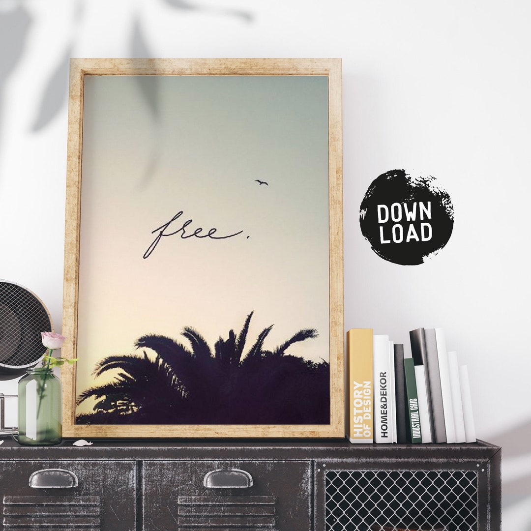 Palm Tree Poster / Bird / Freedom / Printable - Etsy