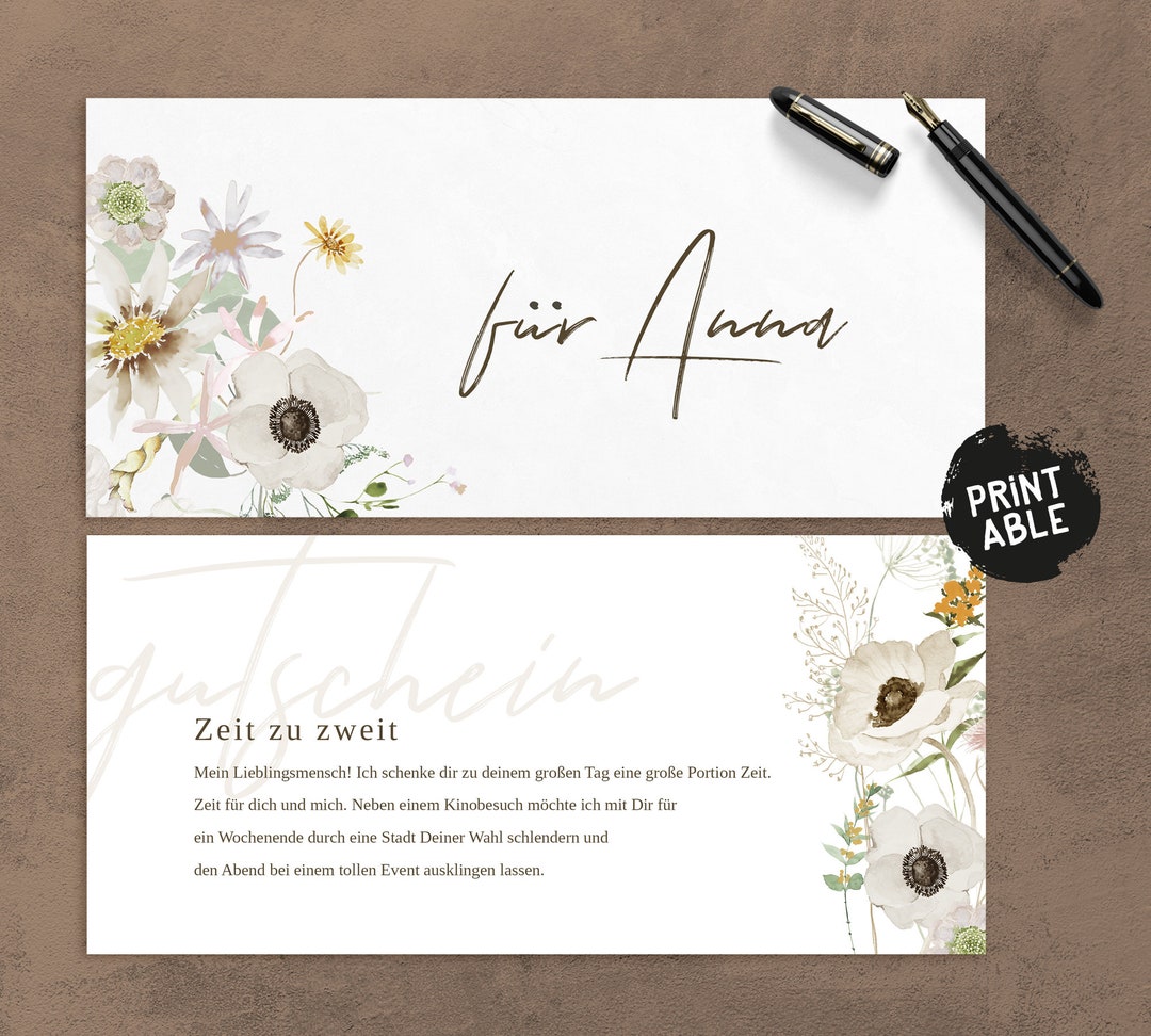 Voucher Time Instead of Stuff / Print Personalized Voucher With Name ...