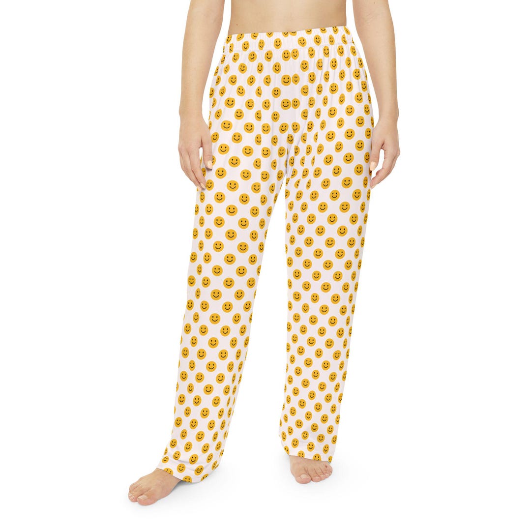 Women's Happy Face Pajama Pants, Cute Smiley Lounge Wear, Comfortable ...