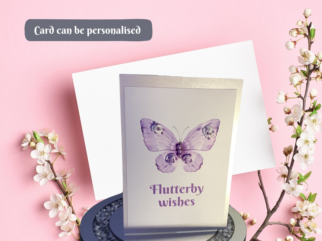 Butterfly Greetings Card , Any Occasion , Flutterby Wishes , Handmade Card , Female Card ...