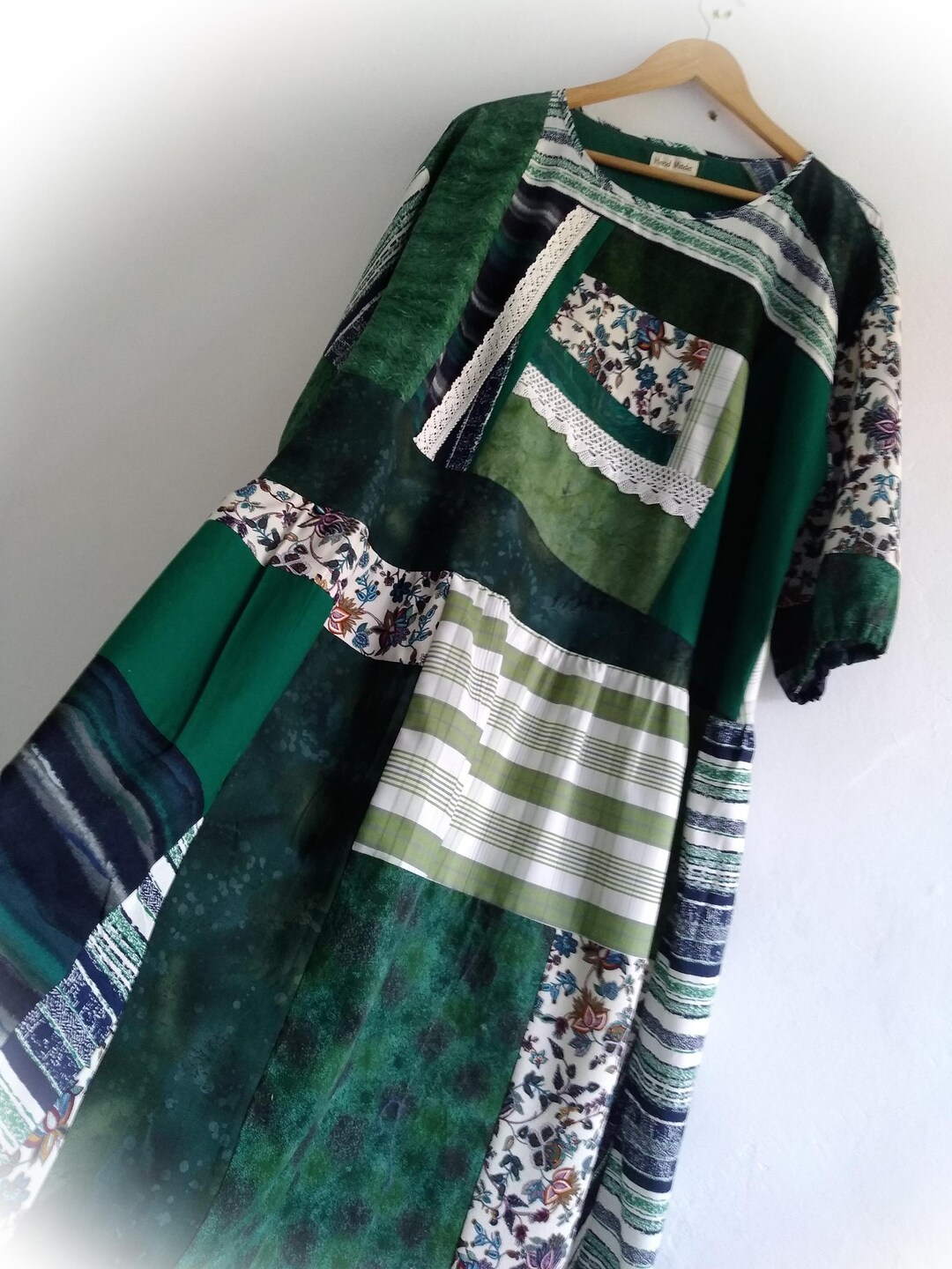 Plus Size Boho Patchwork Dress: Upcycled Cotton Tunic - Etsy
