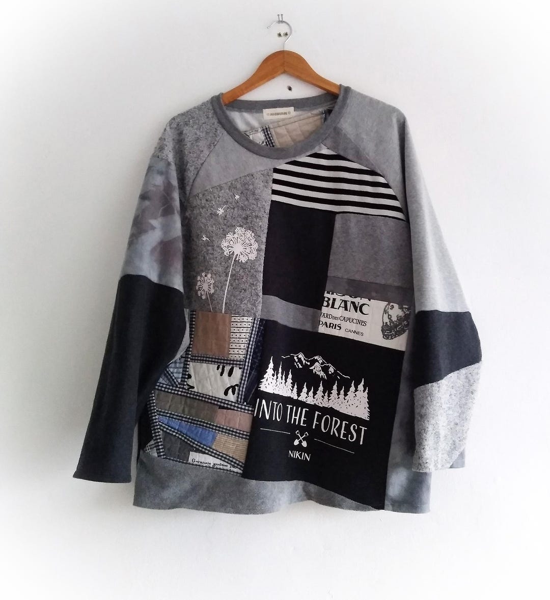 Patchwork Upcycled Sweatshirt, Unisex Pullover, Reworked Top, Upcycled ...