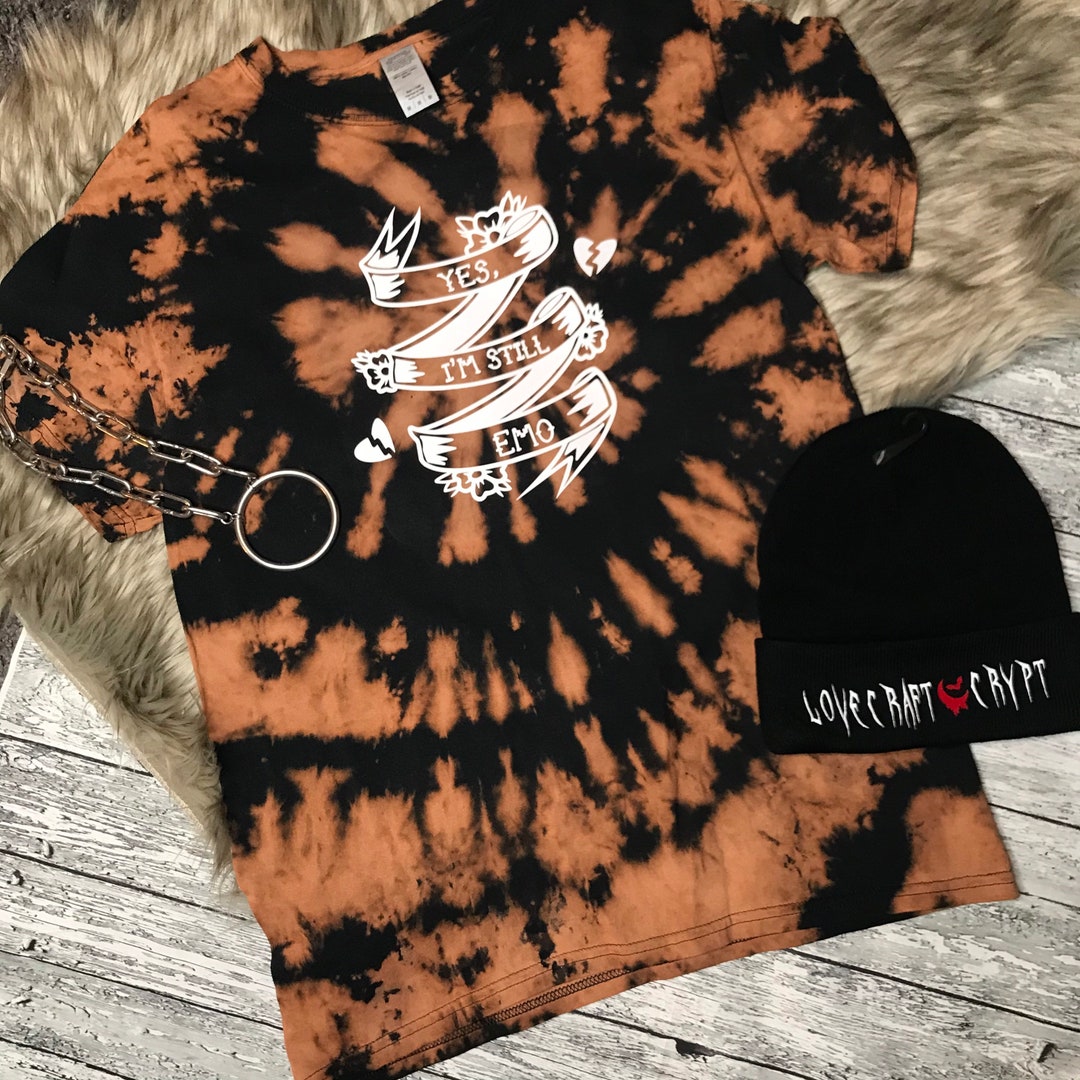Yes, Im Still Emo Tie-dye T-shirt Black Bleached Reversed Swirl ...