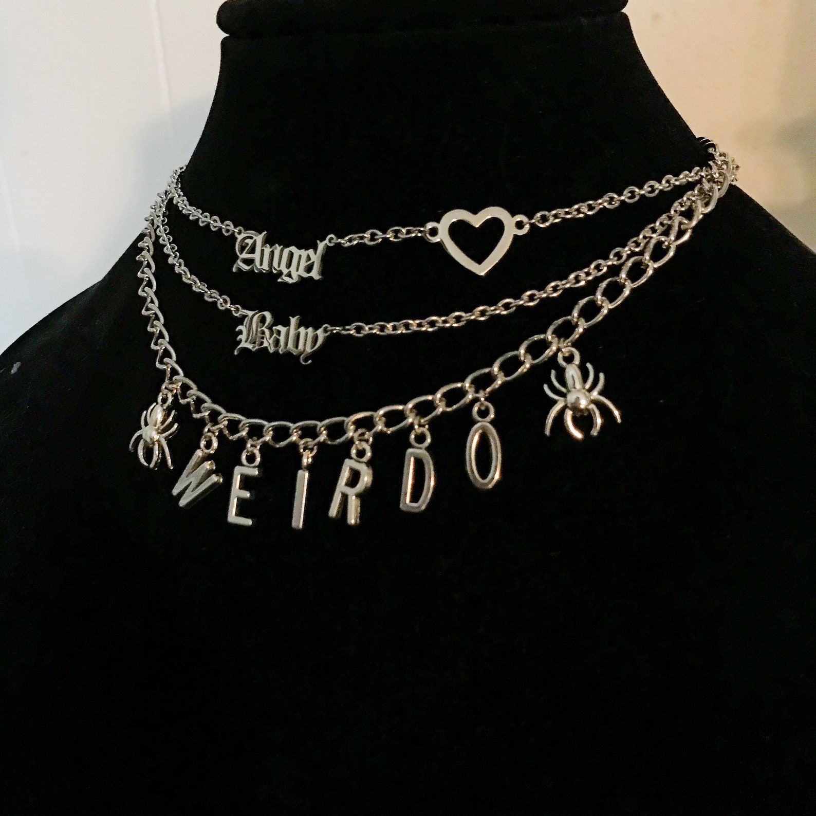 Stay Weird chain Grunge Emo Unisex Streetwear Word Necklace | Etsy