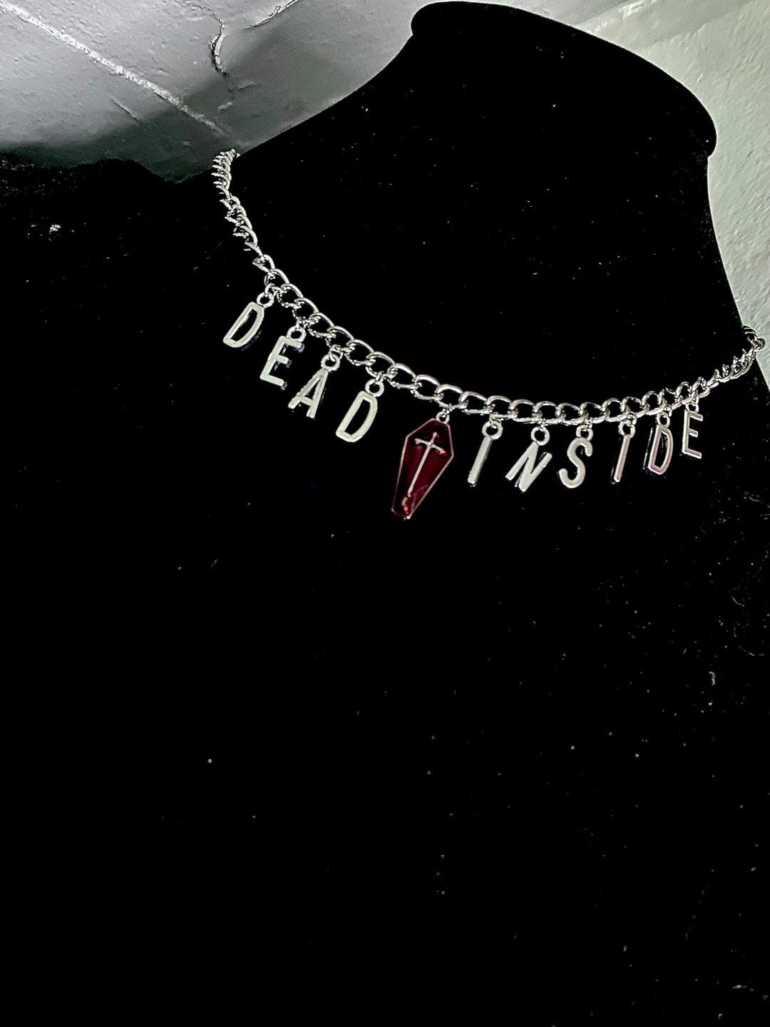 Dead Inside Coffin Chain Alt Gothic Dark Gift Ideas Simplistic Layering ...