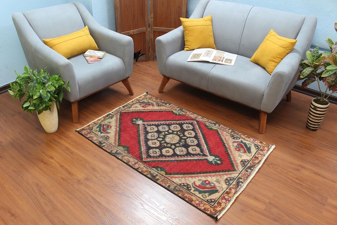 3x4 Rug, 3x4 Handmade Rug, Vintage Wool Turkish Kitchen Rug, Hand ...