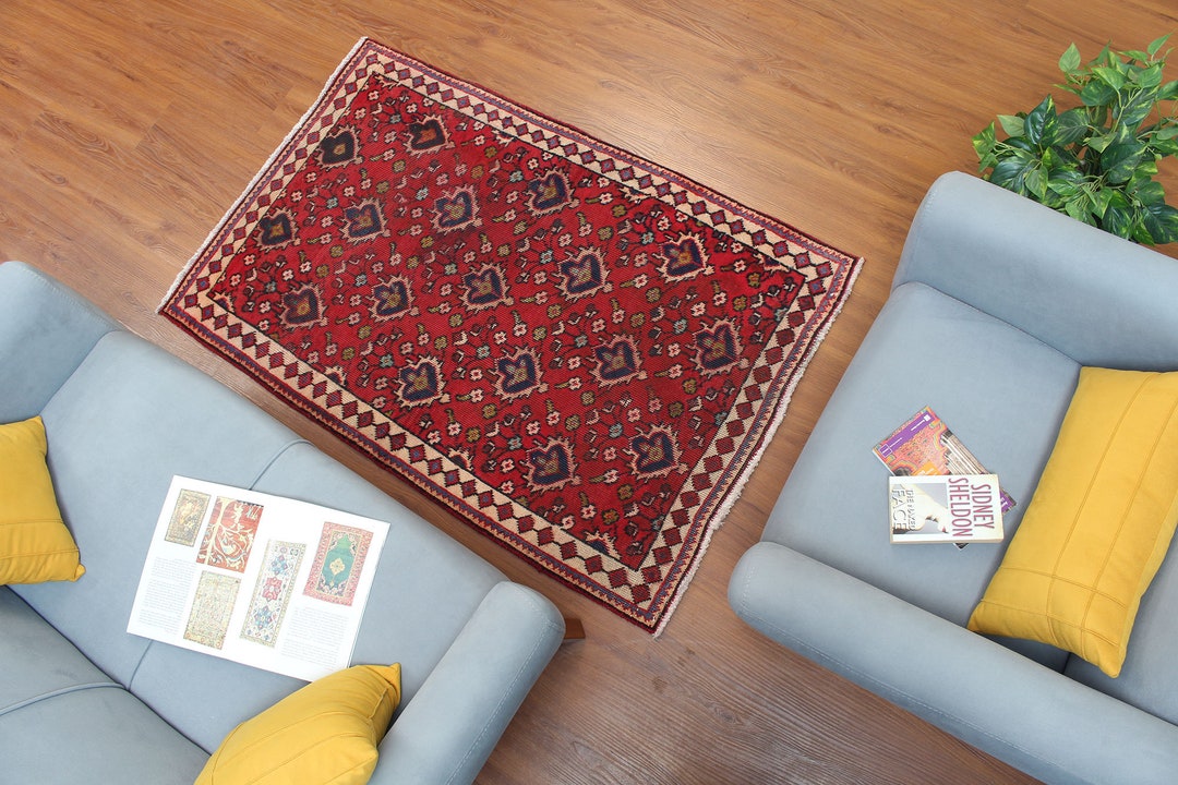 Handmade Rug Red Kitchen Rug 3x5 Red Rug Rugs for Bedroom Handmade Red ...