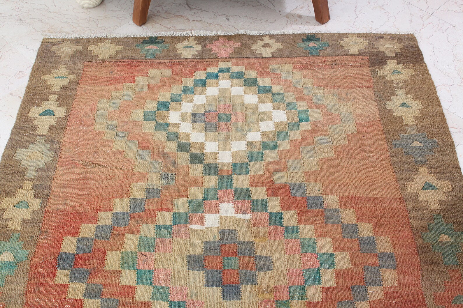 Traditional Geometric Kilim Rug 5x8 Hooked Area Kilim Rug | Etsy