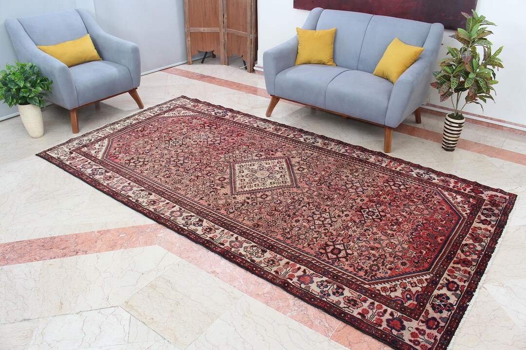 Turkish Area Rug, 5x10 Rug, Handmade Rugs for Living Room, Red Wool Rug ...