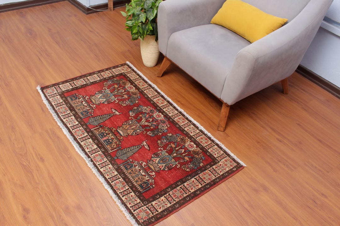 2x4 Rug Red, 2x4 Rug Neutral, 2x4 Vintage Rug, Small Rug for Bedroom ...
