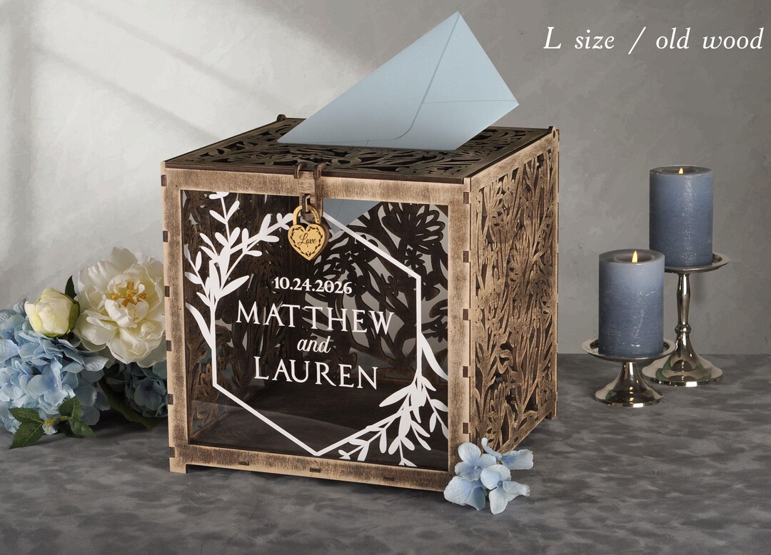 Rustic Wildflower Wedding Card Box With Lock, Birch Plywood - Etsy