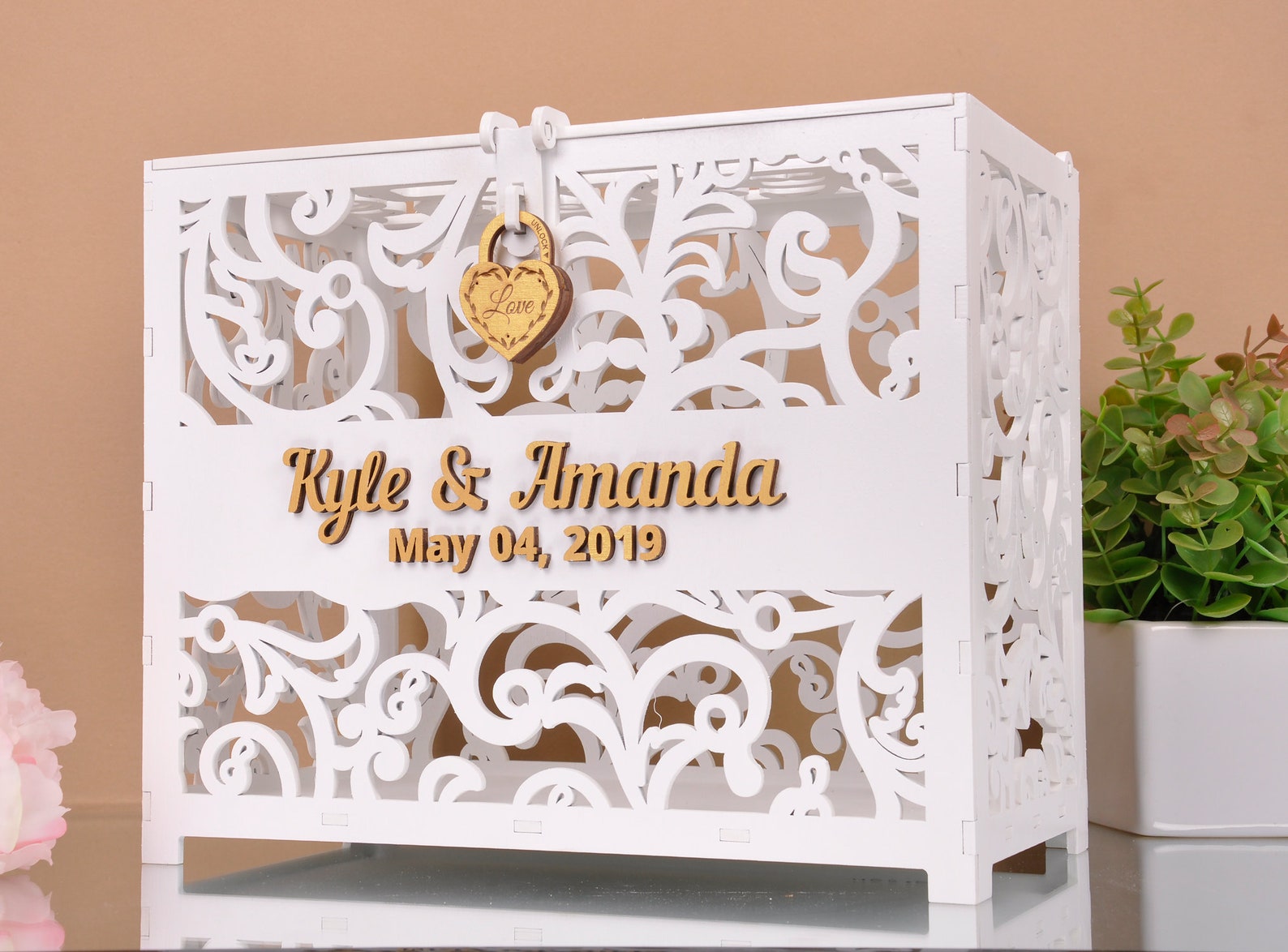 Wedding Post Box With Names and Wedding Date - Etsy