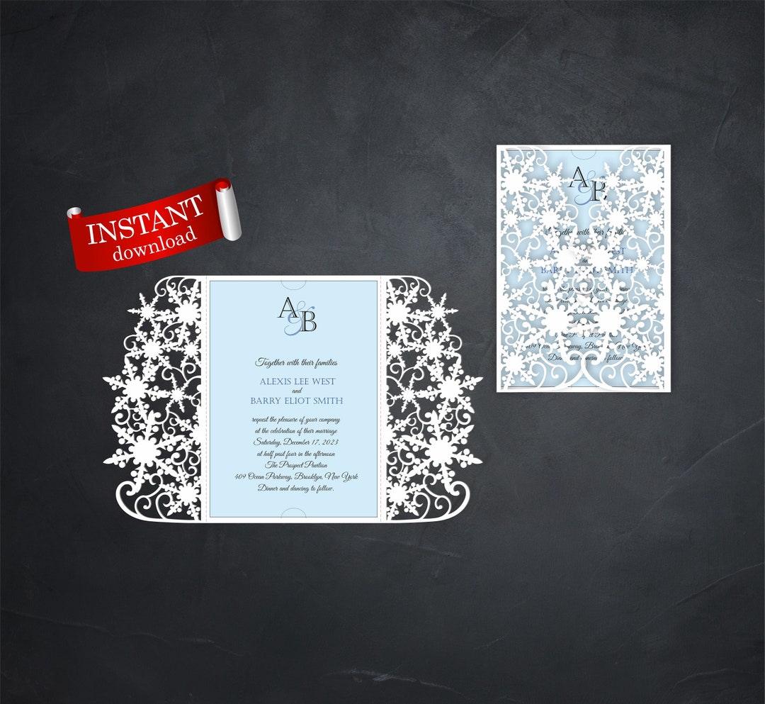 Laser Cut Wedding Invitation Template. SVG, EPS, DXF Files - Etsy