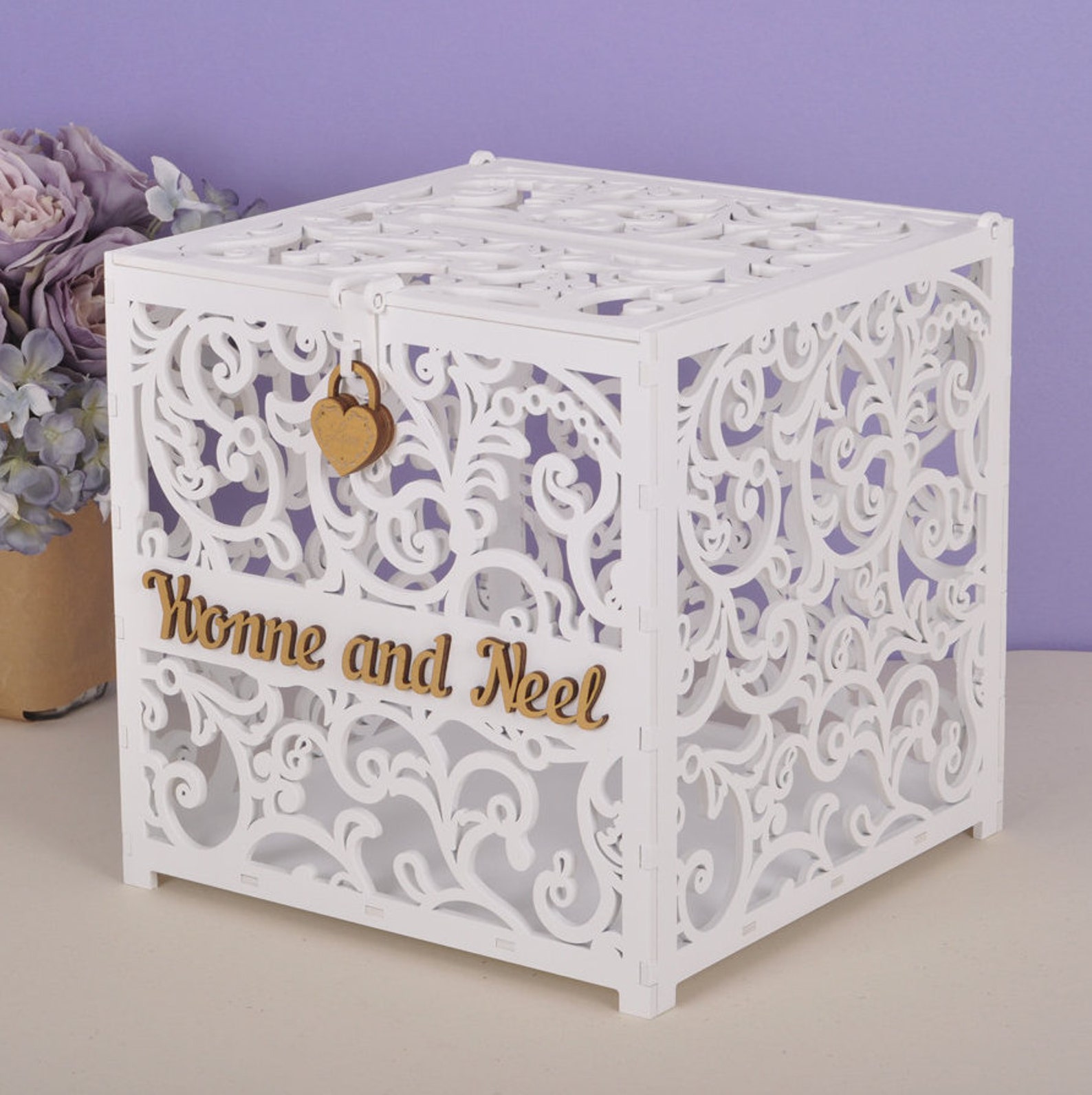 Wedding Card Box With Slot and Lock - Etsy