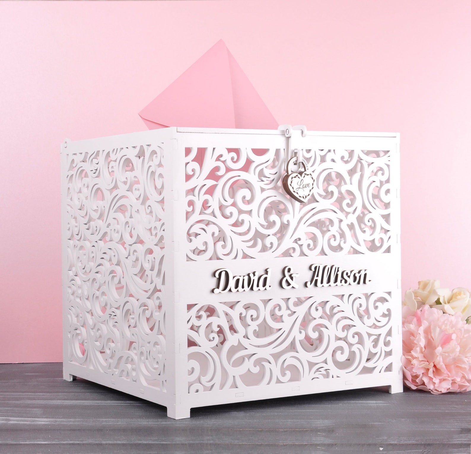 Wedding Card Holder. Wedding Card Box With Lock. Wedding Post - Etsy
