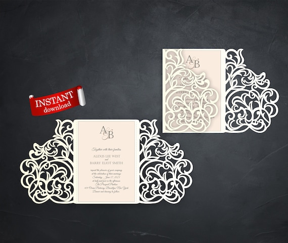 Laser Cut Wedding Invitation Template. SVG EPS DXF Files - Etsy