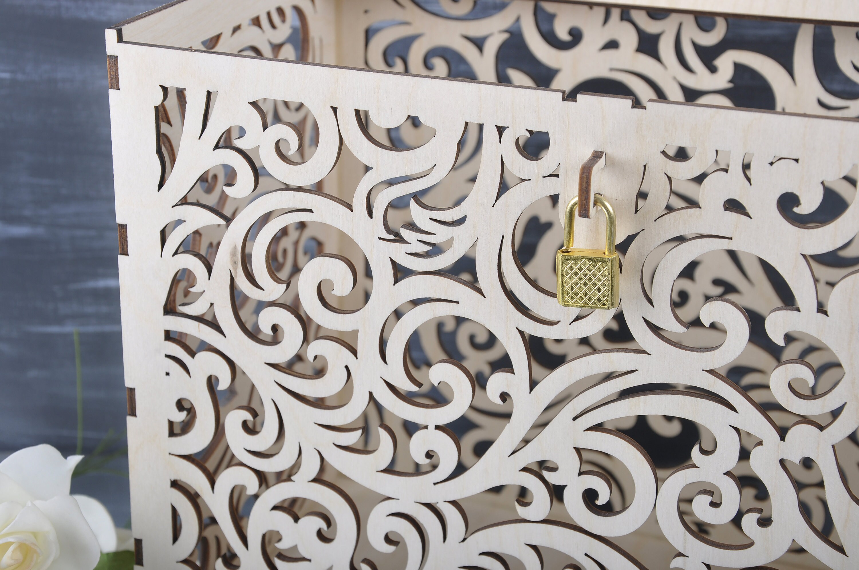 Wedding Card Box With Lock and Slot. Sweet 16 Card Box | Etsy