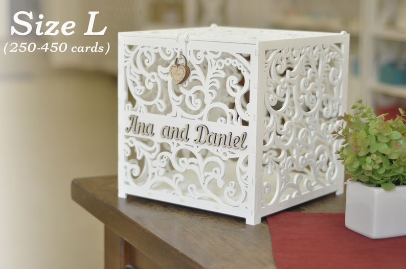 Wedding card box with lock and slot wedding card holder | Etsy