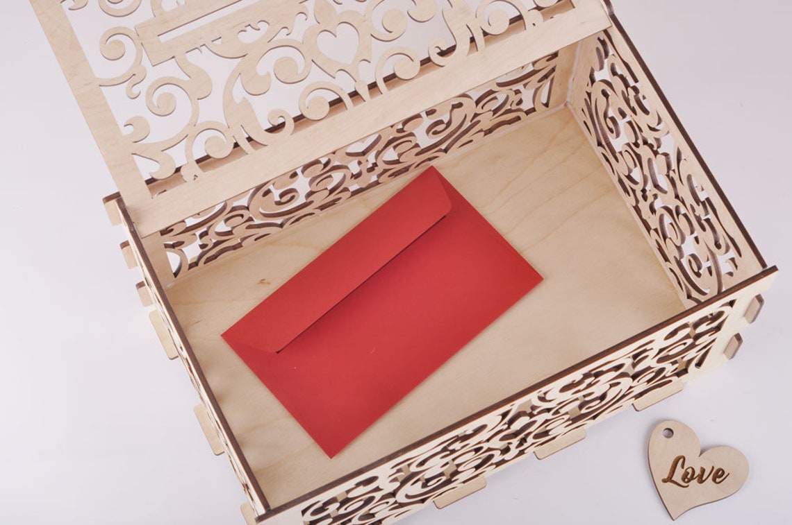 Wedding Money Box Rustic Wooden Money Box Card Box With Card Slot Box ...