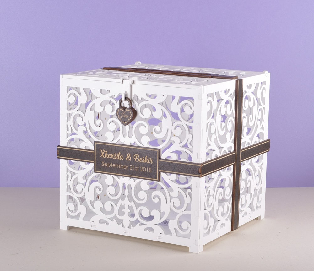 Ornate Birch Plywood Wedding Card Box With Slot and Lock - Etsy