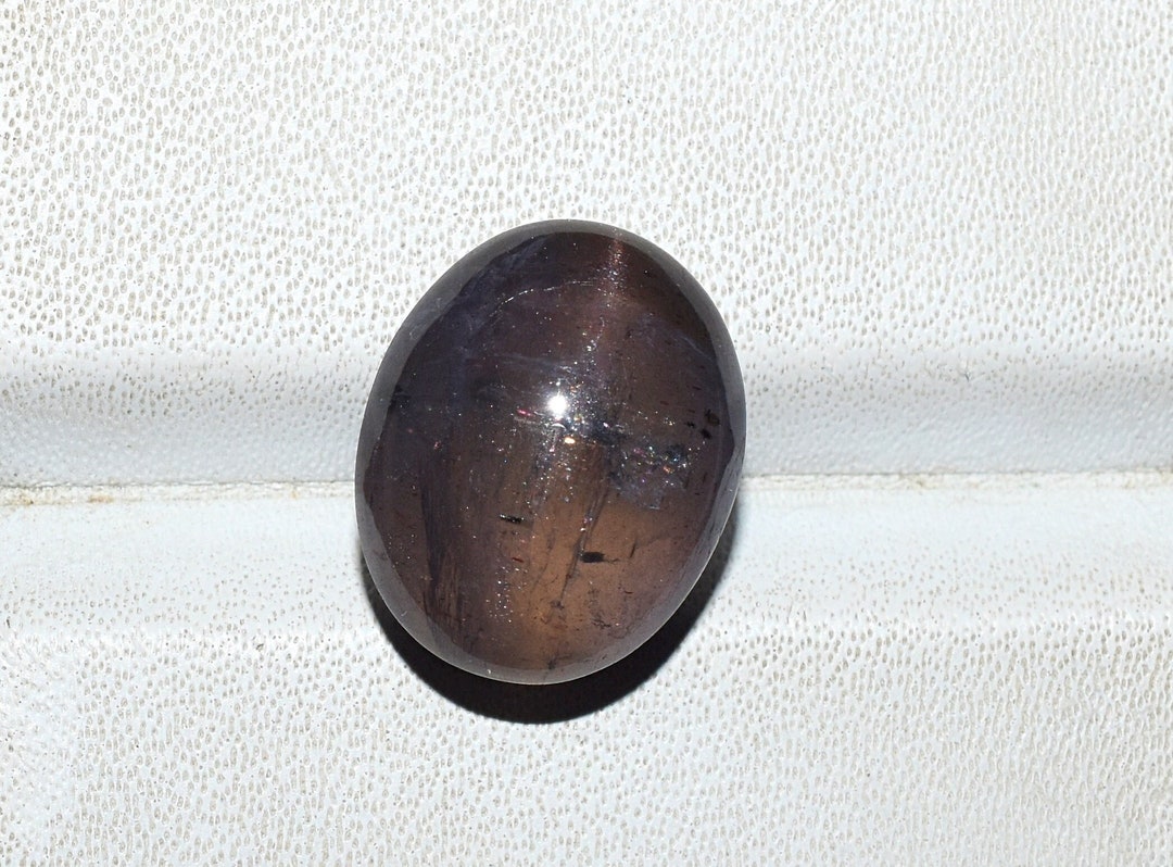Natural Bloodshot Iolite Cats Eye Gemstone 12.3x15 MM With Colorful Ray ...