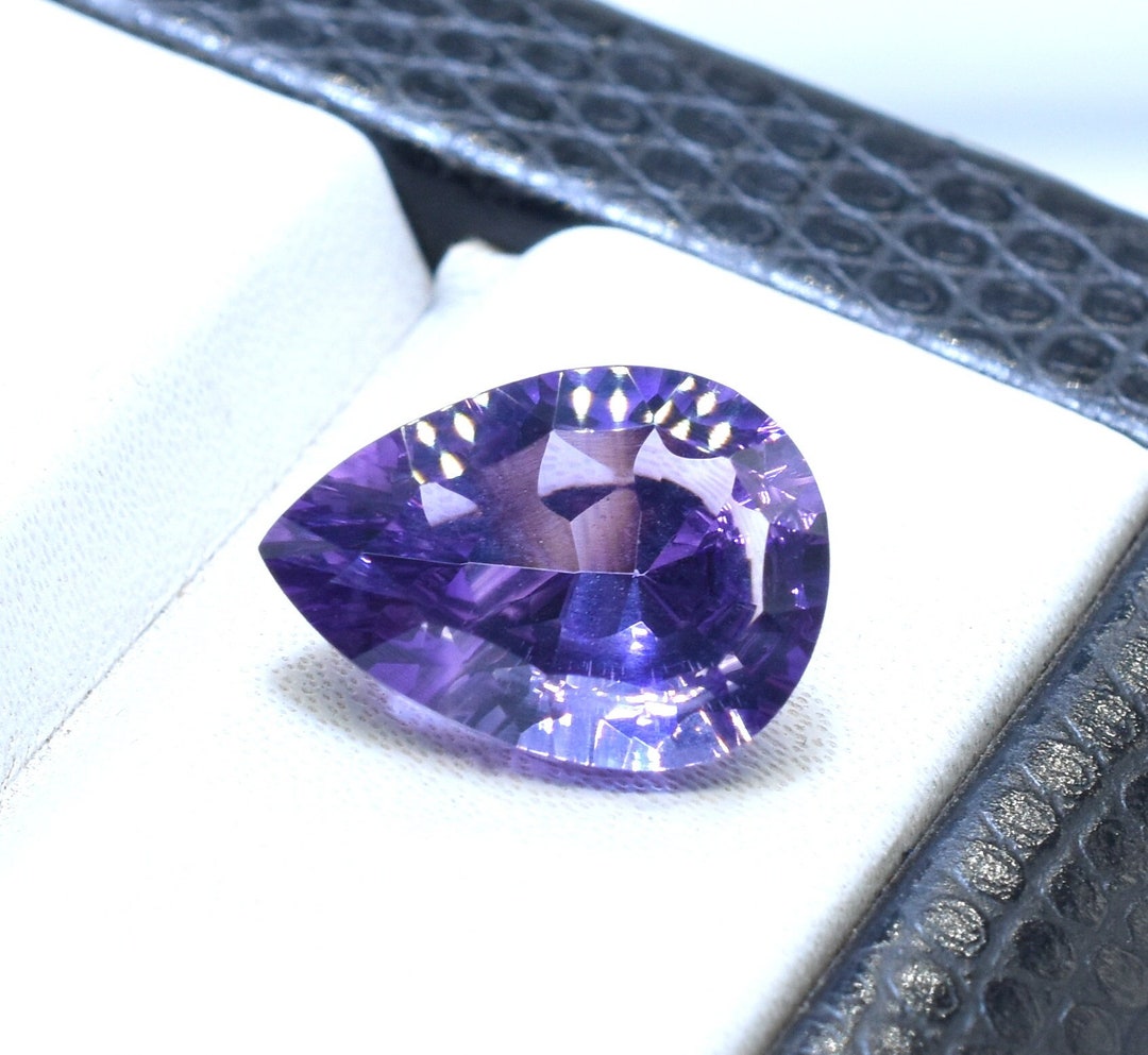 Pear Shape Amethyst Gemstone: Spider Web Concave Cut (10x14 Mm) - Etsy