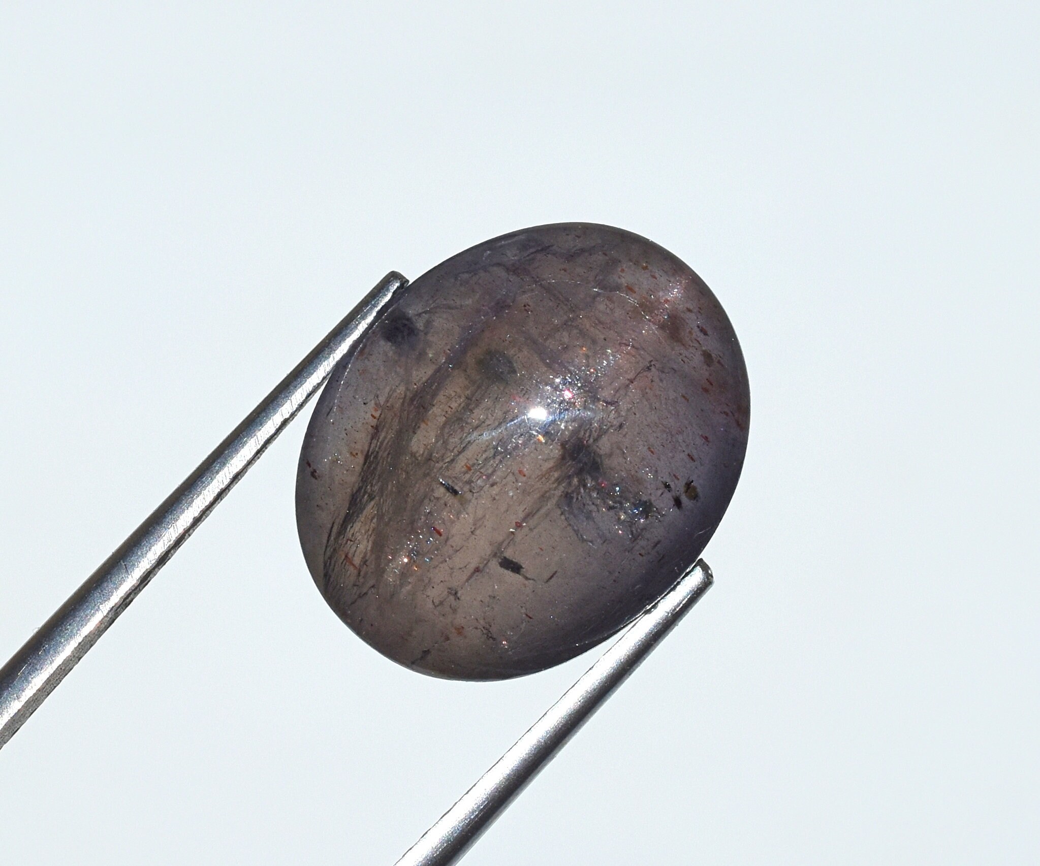 Natural Bloodshot Iolite Cats Eye Gemstone 12.3x15 MM With Colorful Ray ...