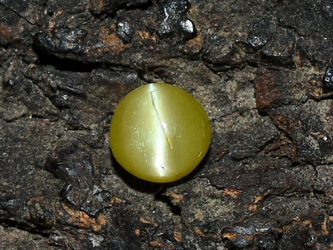 Natural Golden Chrysoberyl Cats Eye 3.5 MM 0.24 Carat Round Shape AAA Quality Chrysoberyl Cats ...