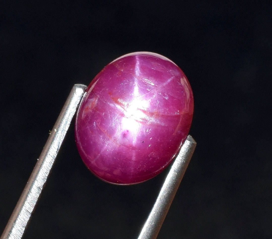 Deep Red 6 Ray Ruby Star 6.7x8.3 MM 3.93 Carat Beautiful Six-point ...