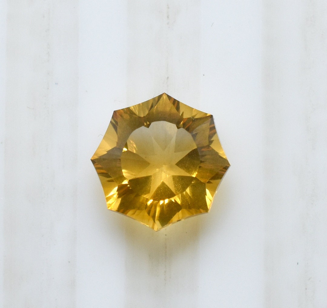 Concave Cut Citrine STAR FLOWER Cut Octagon Shape Citrine Precisely Cut ...