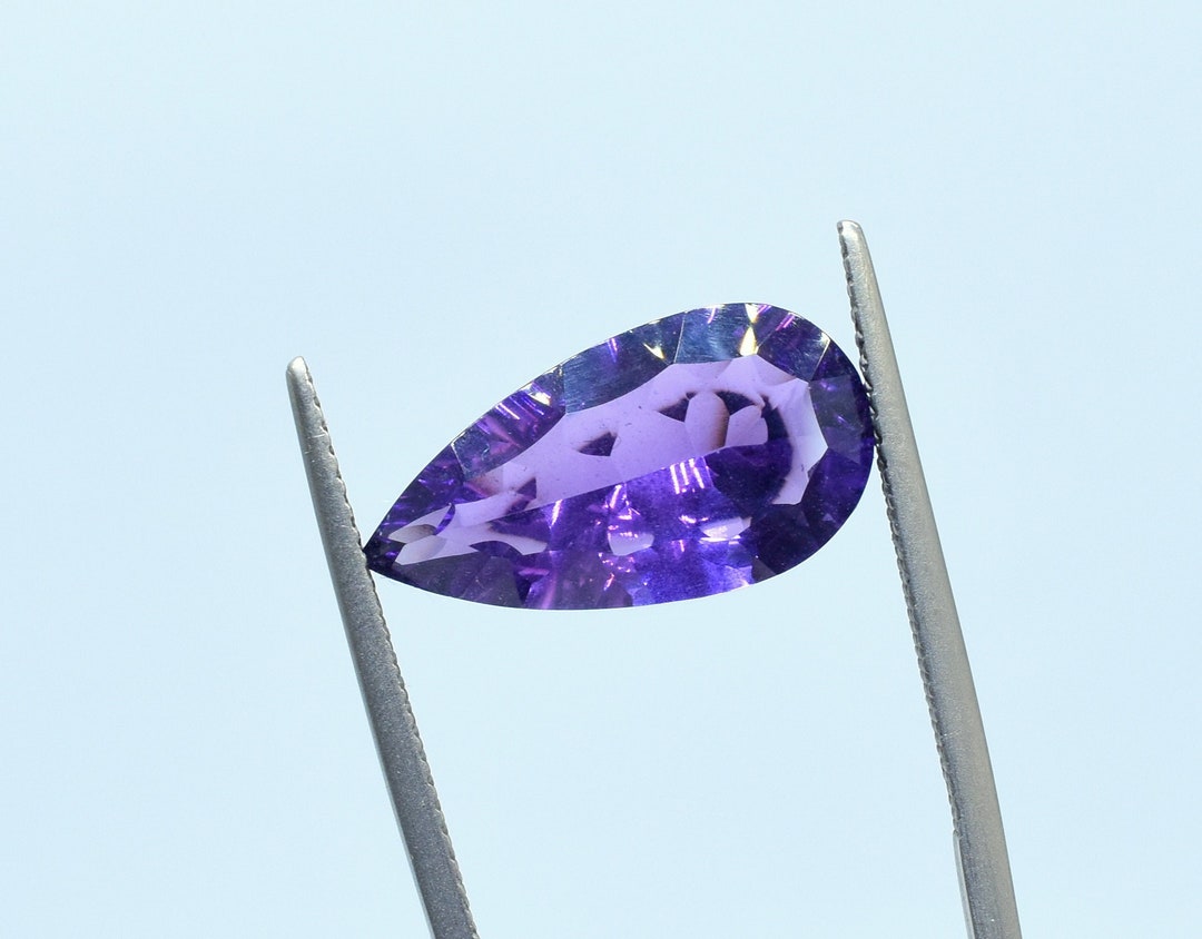Pear Shape Amethyst: Spider Web Concave Cut Gemstone (9.5x18 Mm) - Etsy