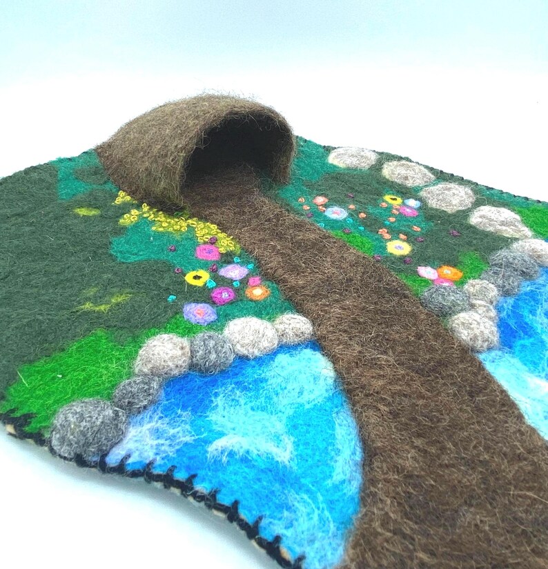 Nature Play Mat With Cave, Bridge, Rocks and Flowers, Small World Play ...