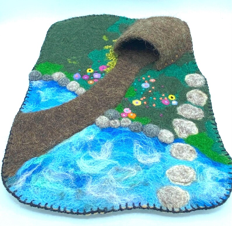 Nature Play Mat With Cave, Bridge, Rocks and Flowers, Small World Play ...