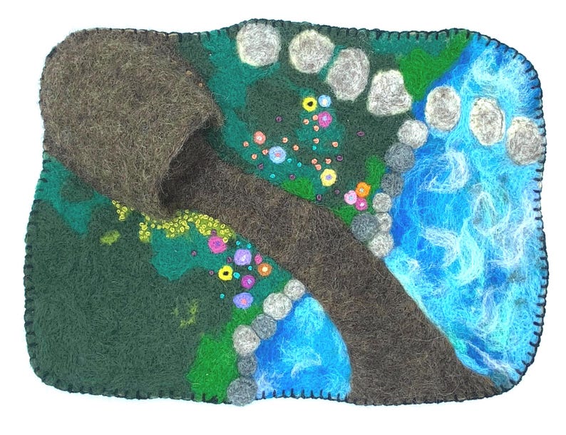 Nature Play Mat With Cave, Bridge, Rocks and Flowers, Small World Play ...