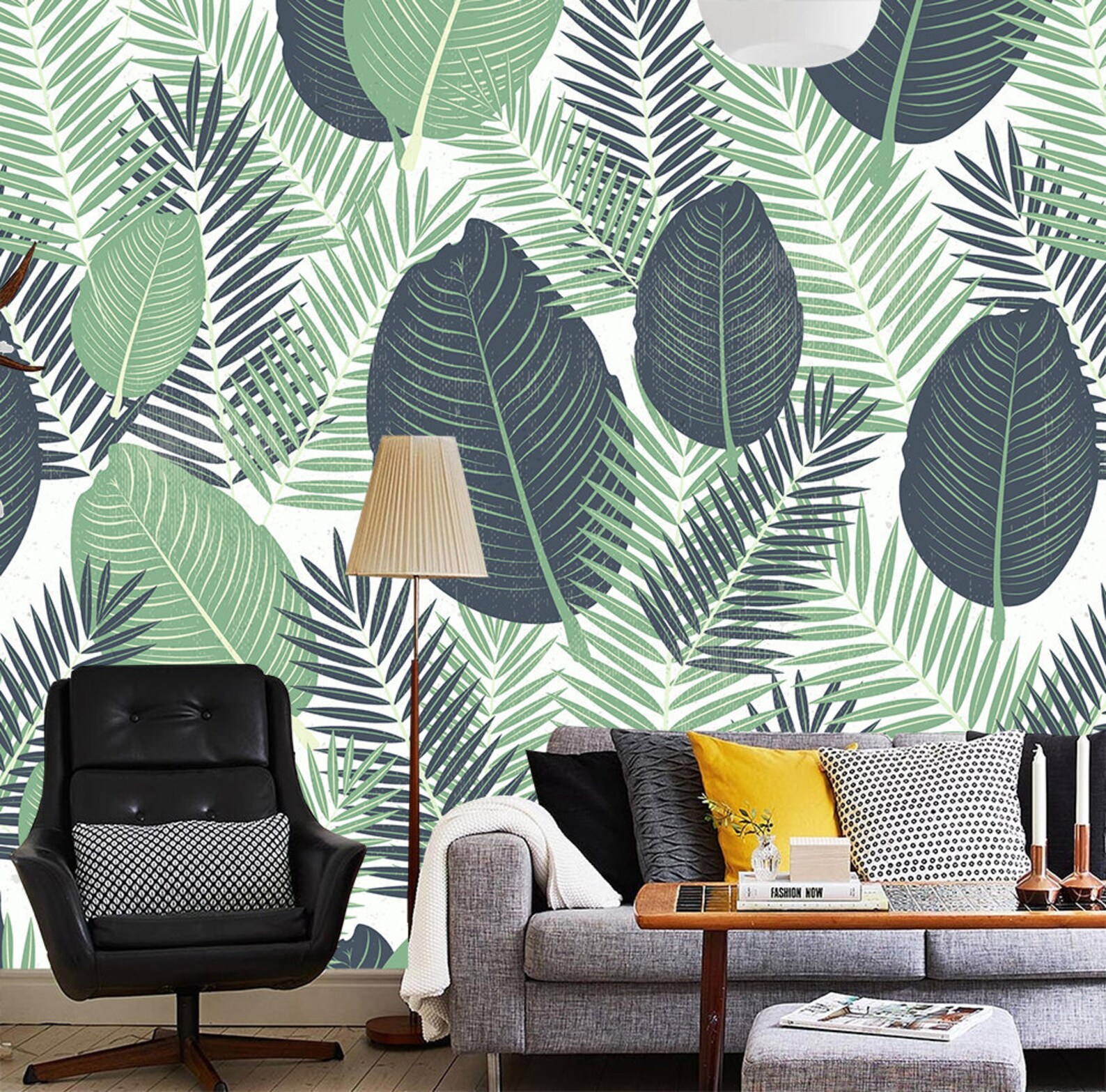 Banana Leaf Wallpaper Floral Banana Print Wallpaper Monstera - Etsy