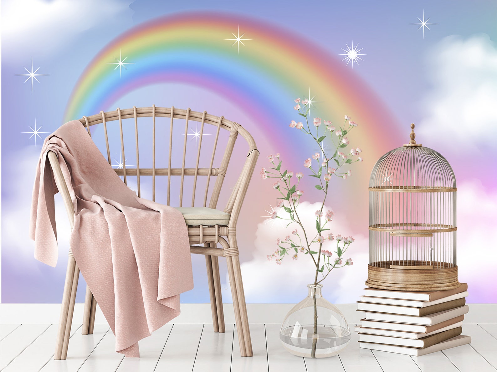 Rainbow Wallpaper Kids Removable Colorful Wallpaper Painting | Etsy