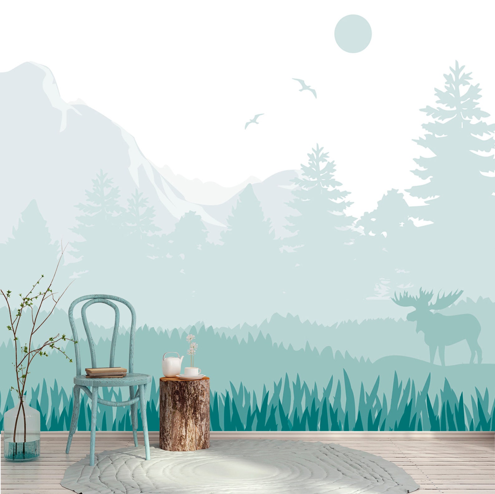 Abstract Mountain Wallpaper Landscape Mural Outlander - Etsy