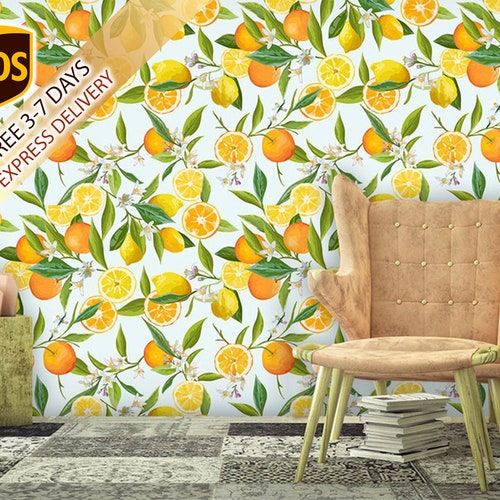 Abstract Lemon Wallpaper Self Adhesive Wallpaper Lemon | Etsy